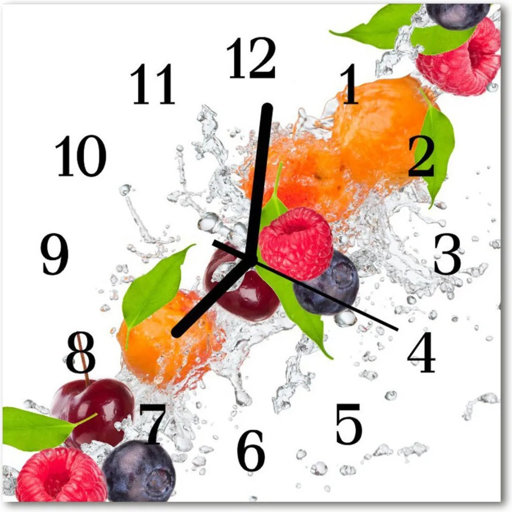 Nástenné skleněné hodiny ovoce