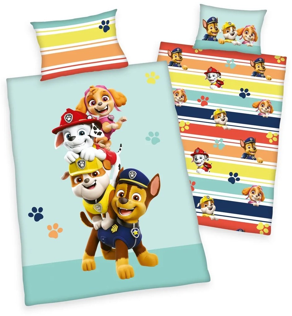 Herding Dětské bavlněné povlečení do postýlky Paw Patrol, 40 x 60 cm, 100 x 135 cm