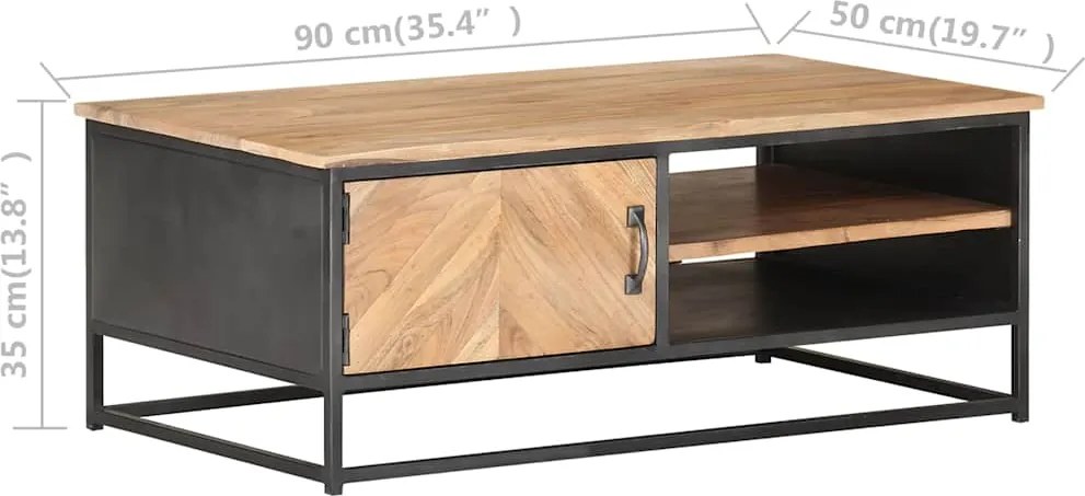 Konferenční stolek šedý 90 x 50 x 35 cm masivní akáciové dřevo 323526