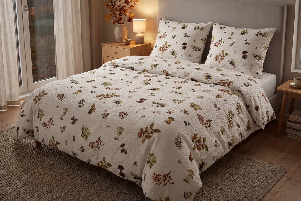 Krepové prodloužené povlečení Podzimní plody Velikost: 140 x 220 + 70 x 90
