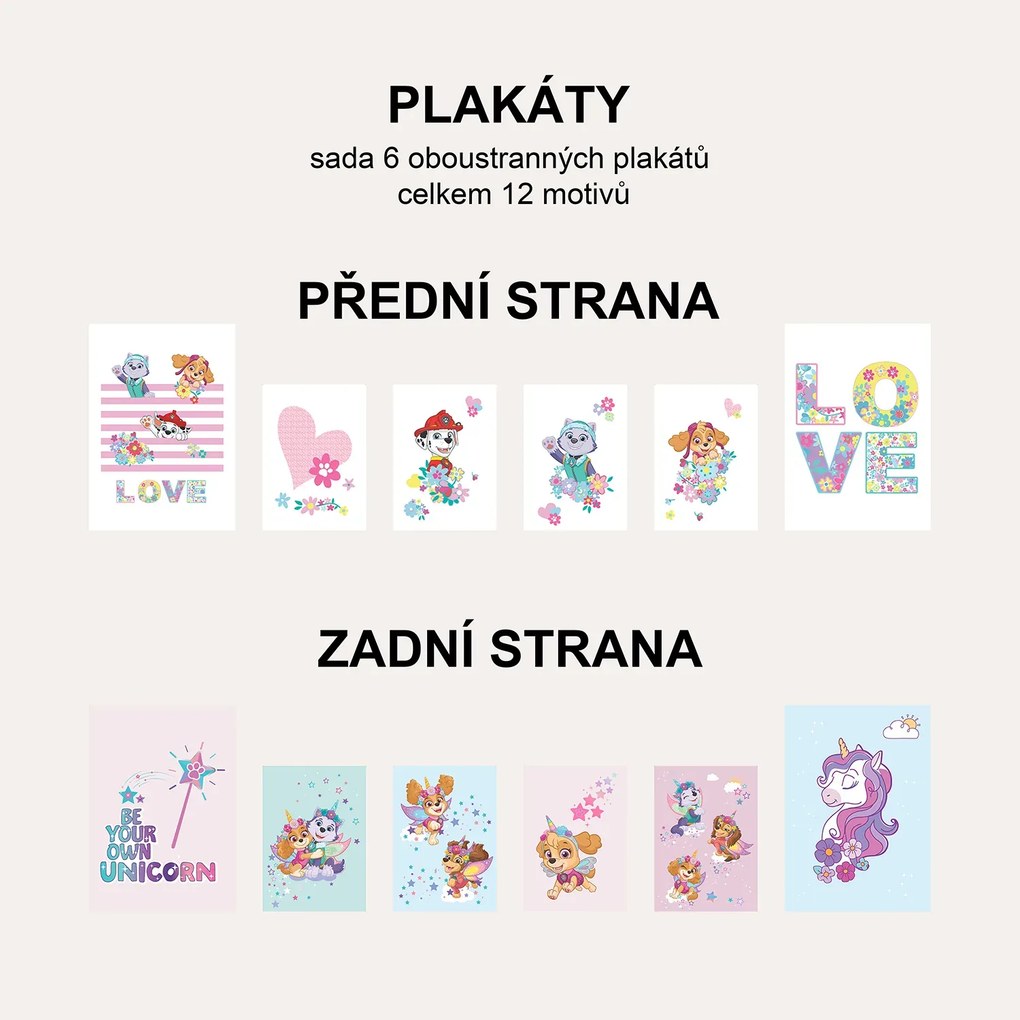 Sada oboustranných plakátů Tlapková Patrola | 2 x A3, 4 x A4 | DP6351413