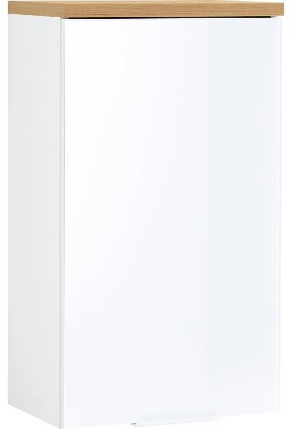 OnaDnes -20% Bílá závěsná koupelnová skříňka GEMA Penetra 69 x 39 cm s dubovou deskou