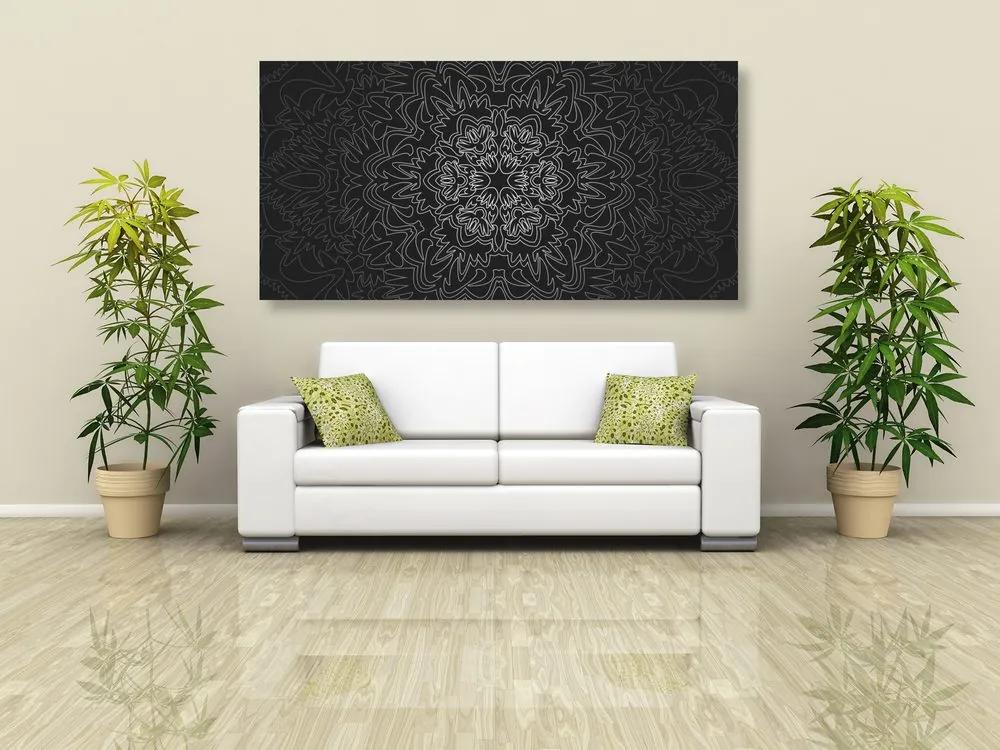 Obraz ornamentální Mandala v černobílém provedení Varianta: 100x50