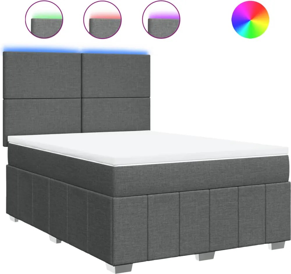 Box spring postel s matrací tmavě šedá 160x200 cm textil 3294013
