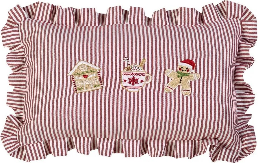 Dekorační polštář s vánočním motivem 30x50 cm Christmas Gingerbread Stripe – Catherine Lansfield
