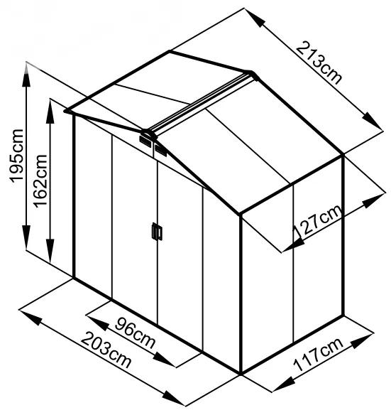 IWHOME Zahradní domek ARES A 2,71 m&sup2; antracit + podlahová konstrukce ARES A IWH-10230001 + IWH-10240001