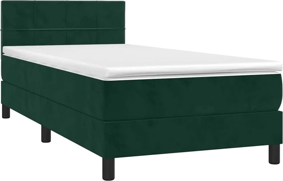 Box spring postel s matrací tmavě zelená 100x200 cm samet 3141290