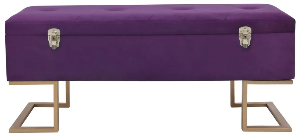 Lavice s úložným prostorem 105 cm fialová samet - Default Title