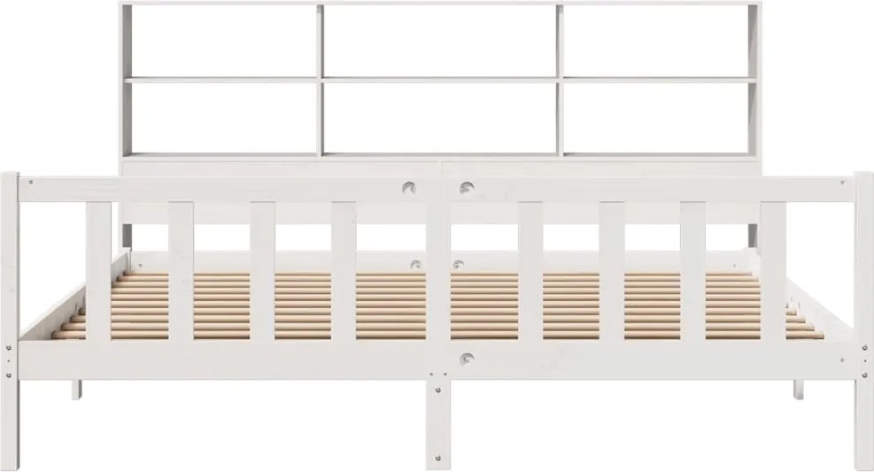 Postel s knihovnou bez matrace bílá 180x200 cm masivní borovice 3321711