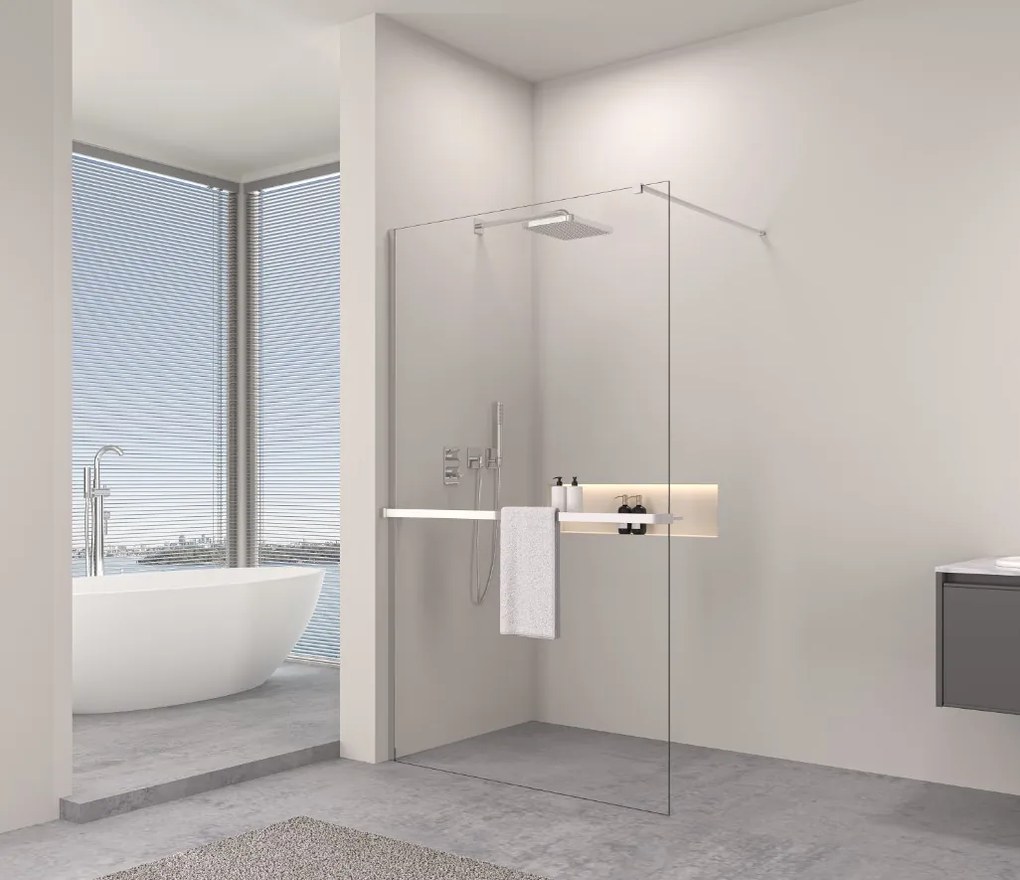 Erga Paris, sprchová zástěna Walk-In 60x200 cm, 8mm čiré sklo, chromový profil, ERG-V02-PARIS-060x200-CL-CR