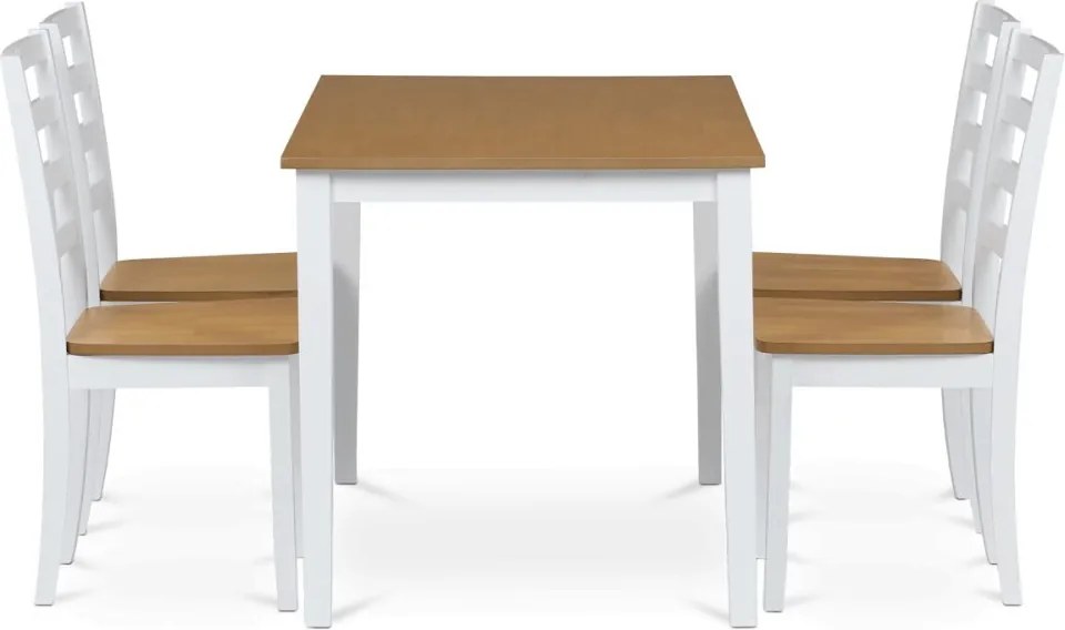 Jídelní set 1+4, rozměr stolu, MDF, dýha, masivní nohy, moření dub (120 x 75) cm