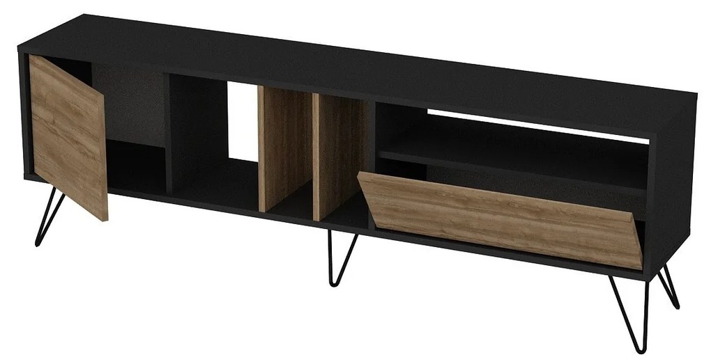 Hanah Home TV stolek Mistico (180) - Walnut, Black, Ořech, Černá