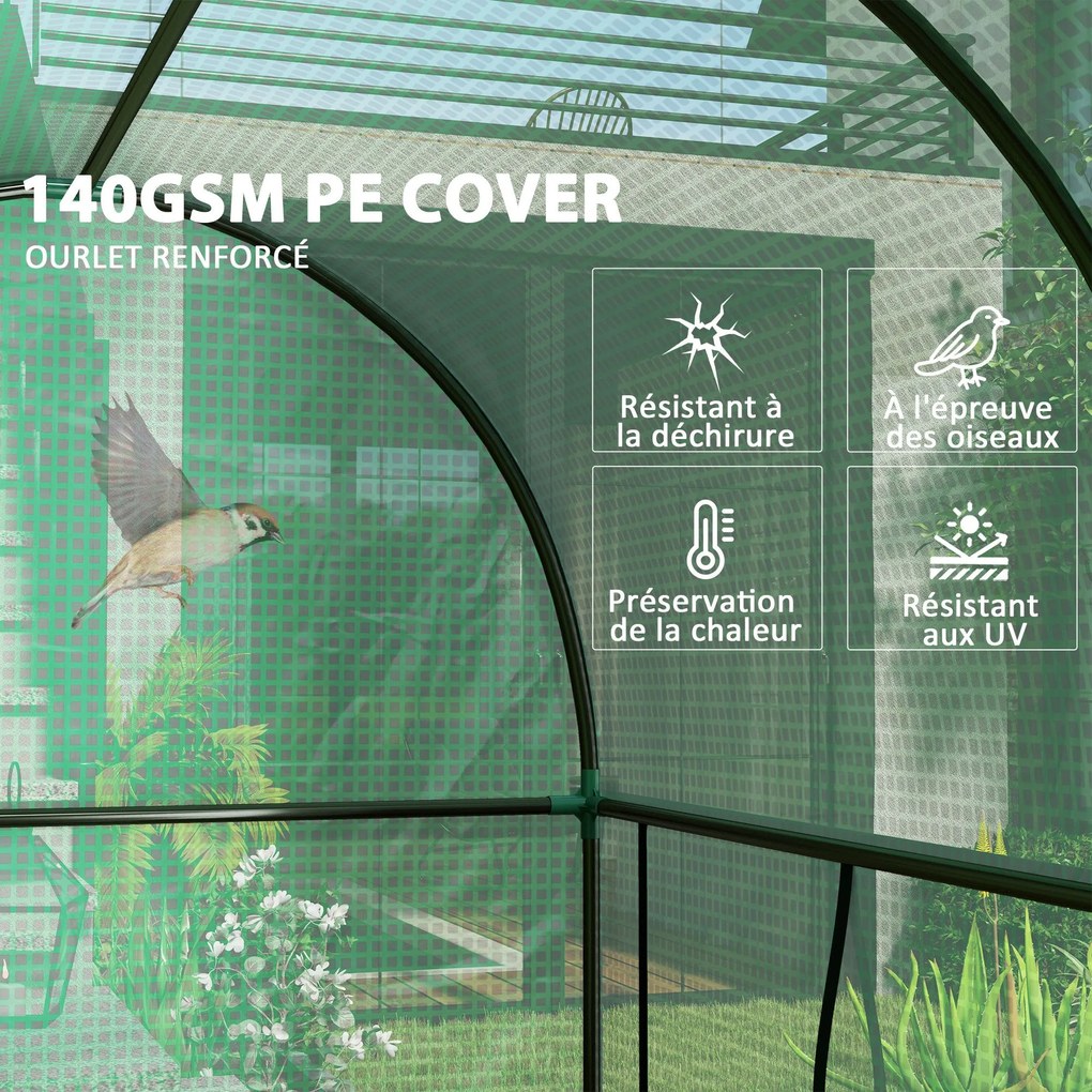 Skleník Outsunny 2 m² pro rajčata 2 x 1 x 1,78 m 2 rolovací zipové dveře ocel s vysokou hustotou PE 140 g/m² UV ochrana | Aosom