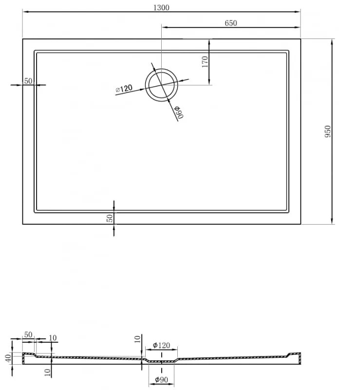 Mexen, Mexen Flow obdélníková sprchová vanička slim 130 x 95 cm, bílá lesklá, 46R109513