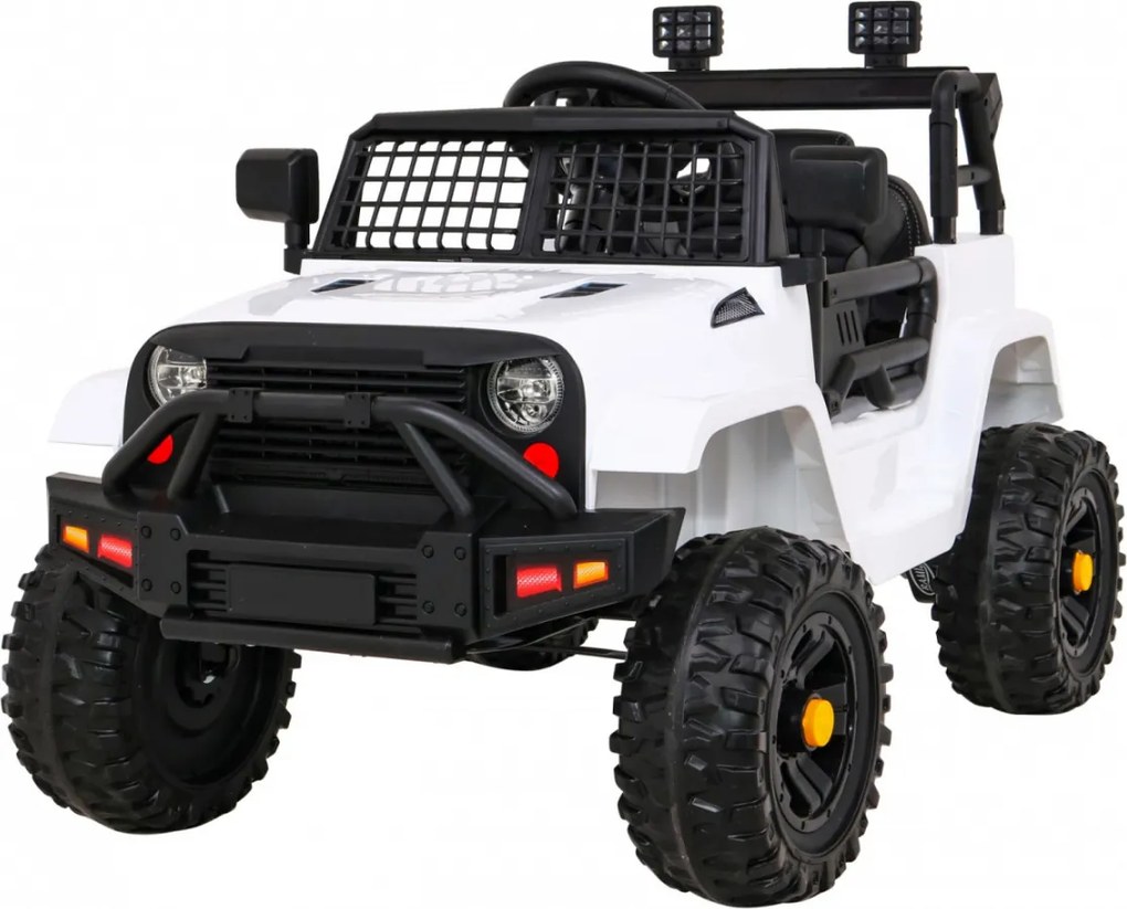 Ramiz Autíčko Jeep Dark Night na baterie pro děti bílé + pomalý start + EVA kola + LED audio