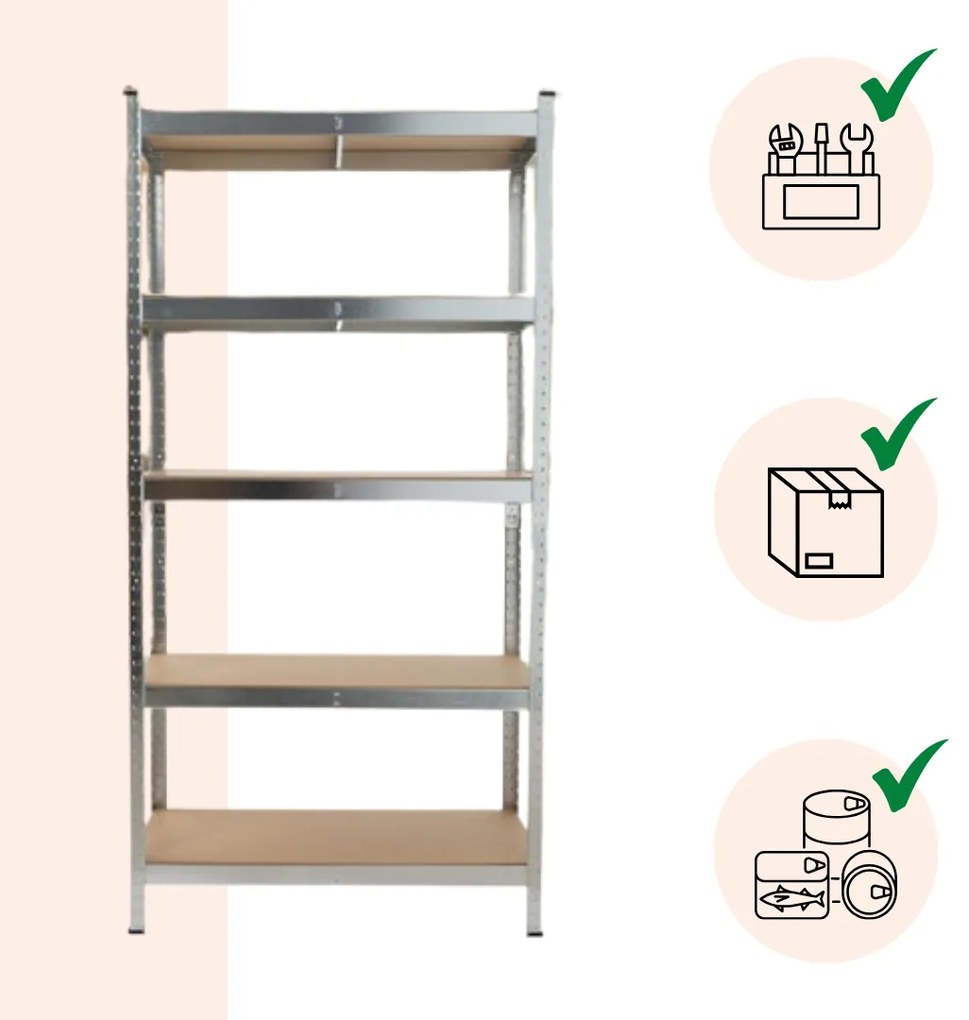Regál s vysokou nosností HEAVY, max. 875kg, 90x40x180cm, stříbrná Jurhan