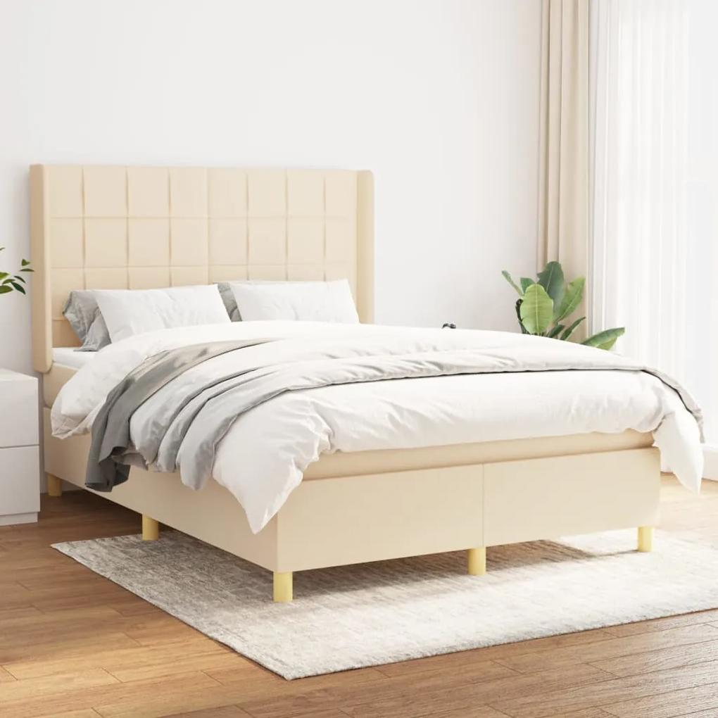 Box spring postel s matrací krémová 140x200 cm textil,  3131998