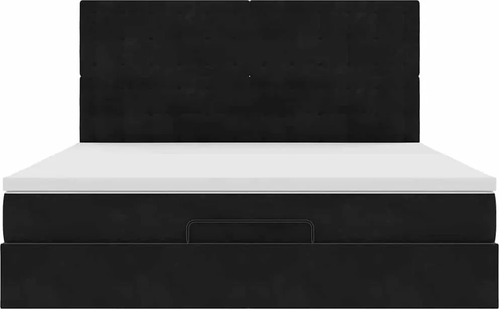 Osmanský rám postele s matracíes černá 160x200cm samet 3313627