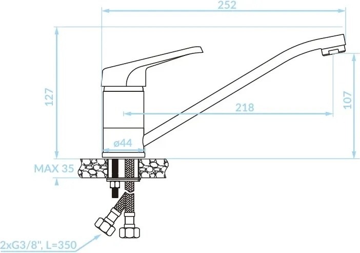 Kuchinox Grace, stojánková umyvadlová/dřezová baterie, chromová, LAV-BKY_060D