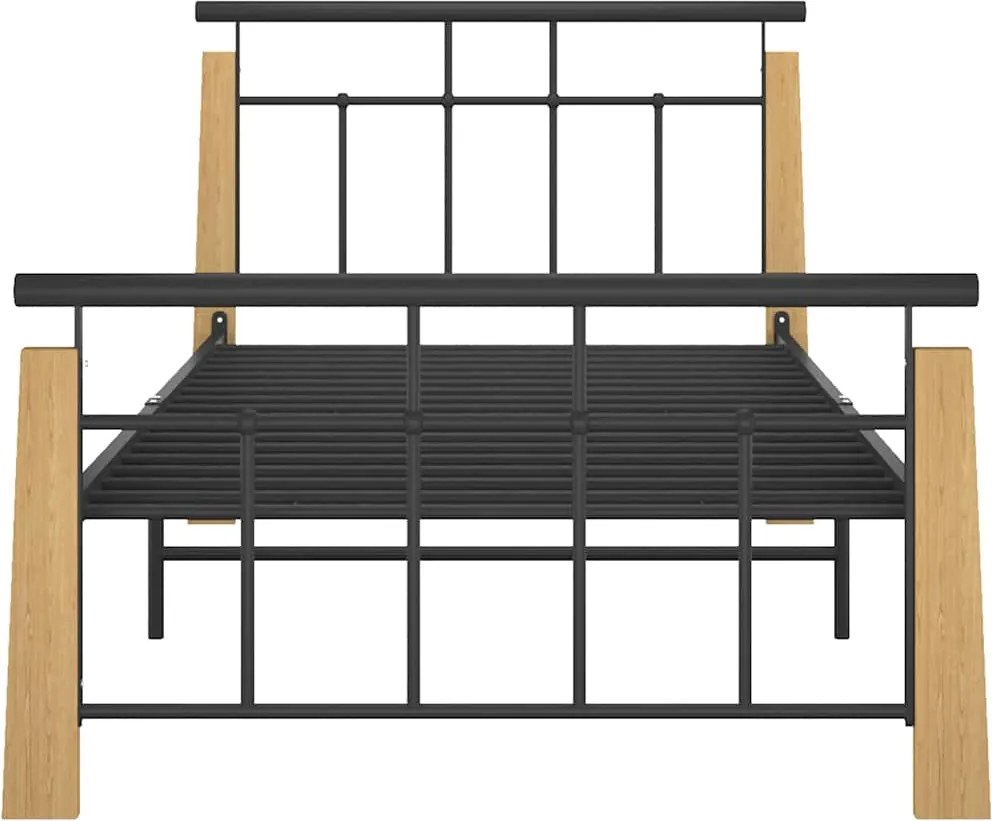 Rám postele kov a masivní dubové dřevo 90 x 200 cm 324897