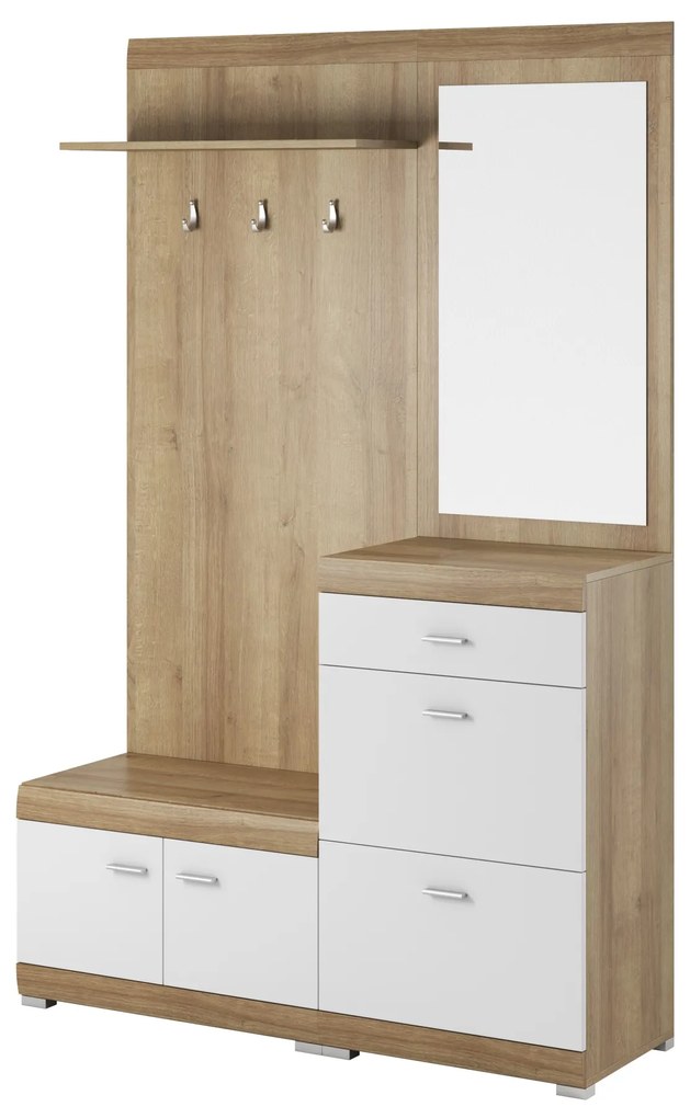 Předsíňová stěna Stella II 135 cm dub Riviéra/bílá