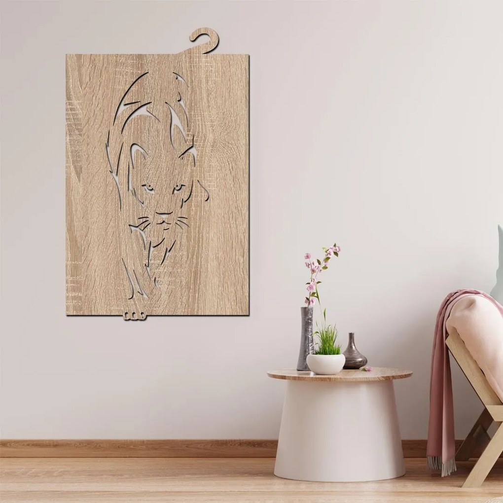 dřevo života Dřevěná dekorace na zeď Panter Zvolte rozměr (cm): 40x64, Zvolte barvu dekoru: Ořech