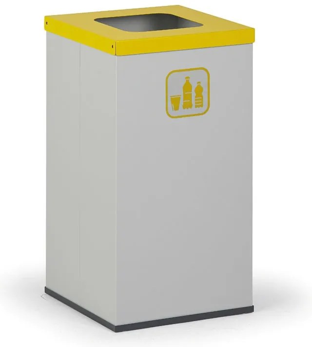 Koš na tříděný odpad 50 L, úchyt na pytel, šedý/žlutý
