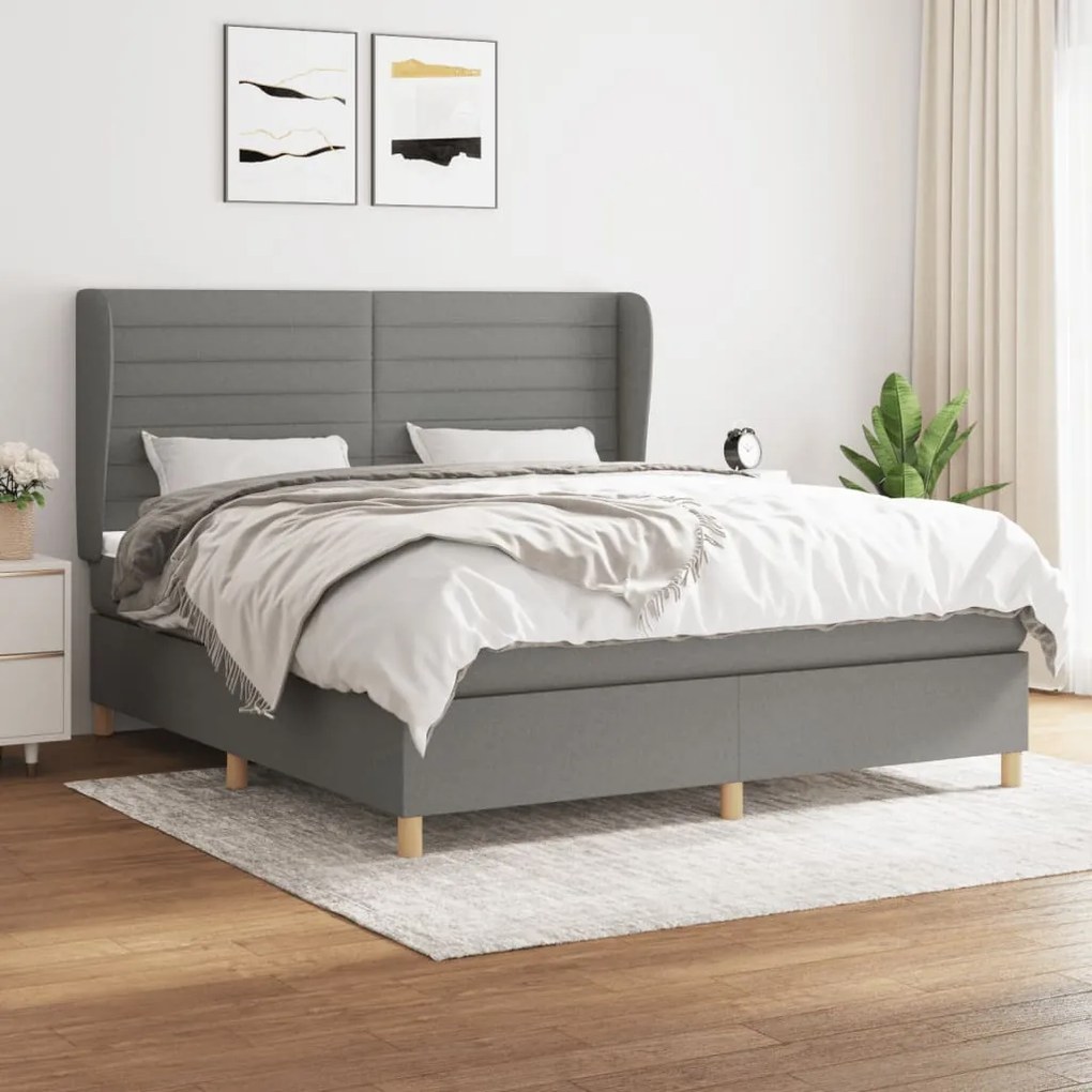 Box spring postel s matrací tmavě šedá 160x200 cm textil 3128614