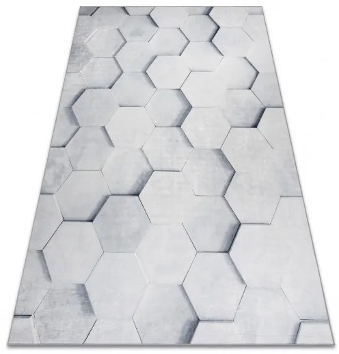 Dywany Łuszczów, Kusový koberec ANDRE Hexagon 3D 1180, 120x170, šedá, chodba / předsíň