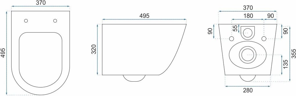Rea Carlos Nature Marble, závěsná WC mísa Rimless 495x370x355 mm, imitace kamene, REA-C6606