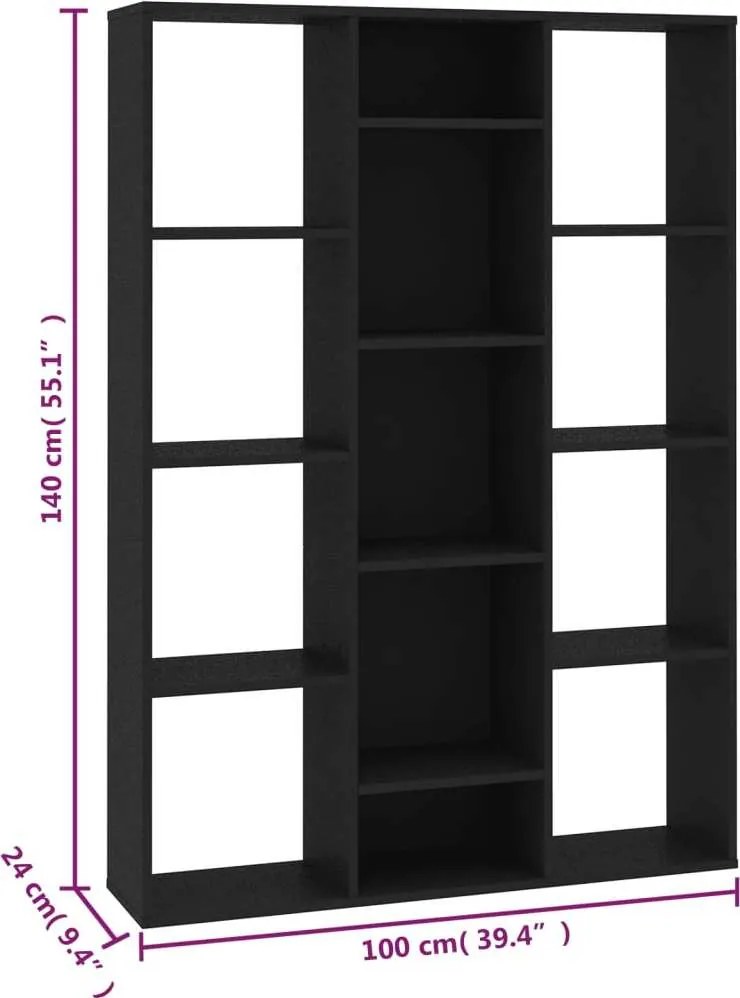 vidaXL Knihovna/dělící stěna 100 x 24 x 140 cm dřevotříska [800442] Barva: Betonová šedá