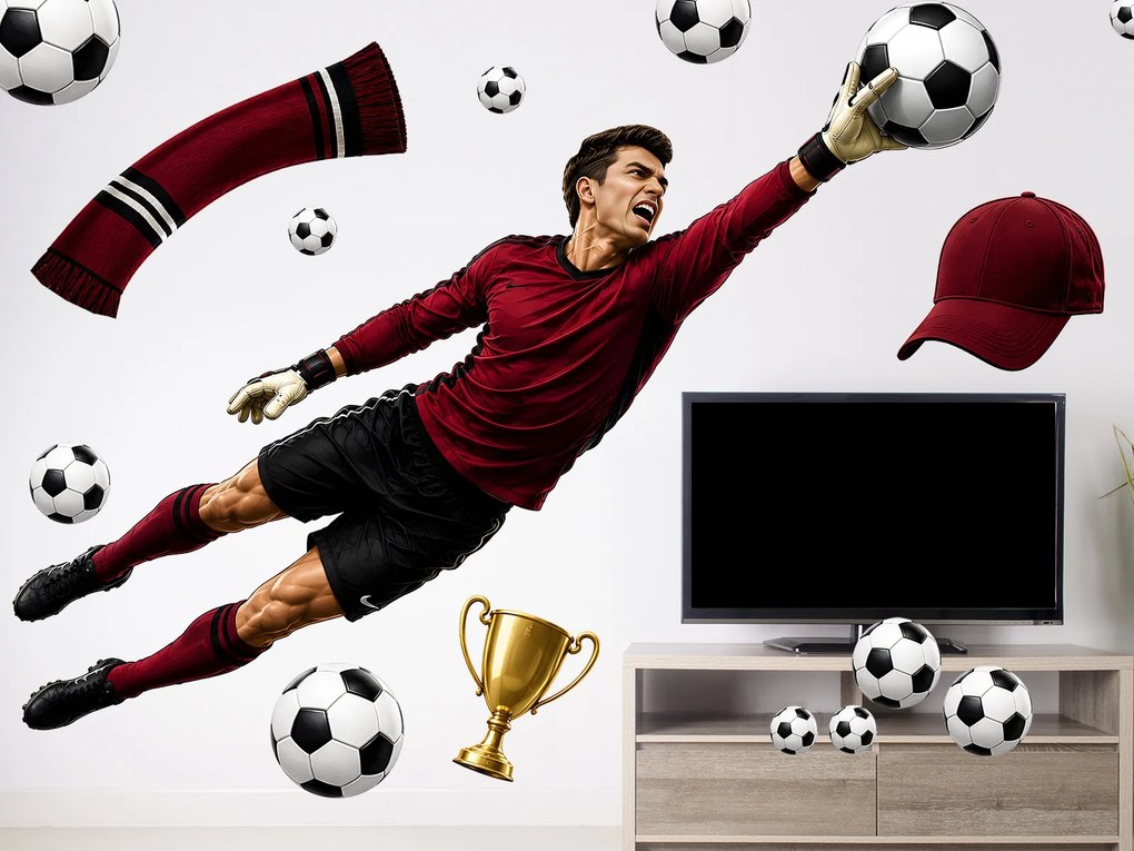 Fotbalový brankář Sparta Praha úpravy na přání fotbalové samolepky na zeď arch 75 x 55 cm