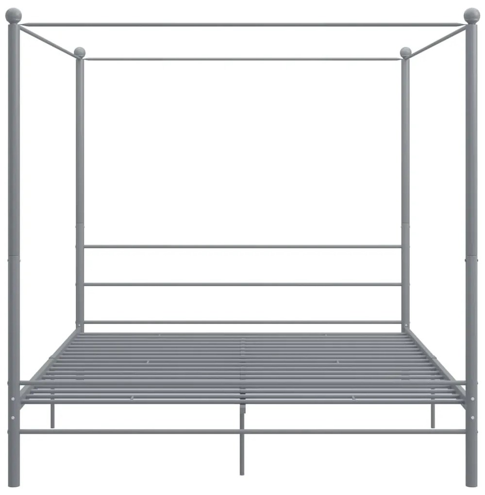 vidaXL Marketos Rám postele s nebesy šedý kovový 200 x 200 cm