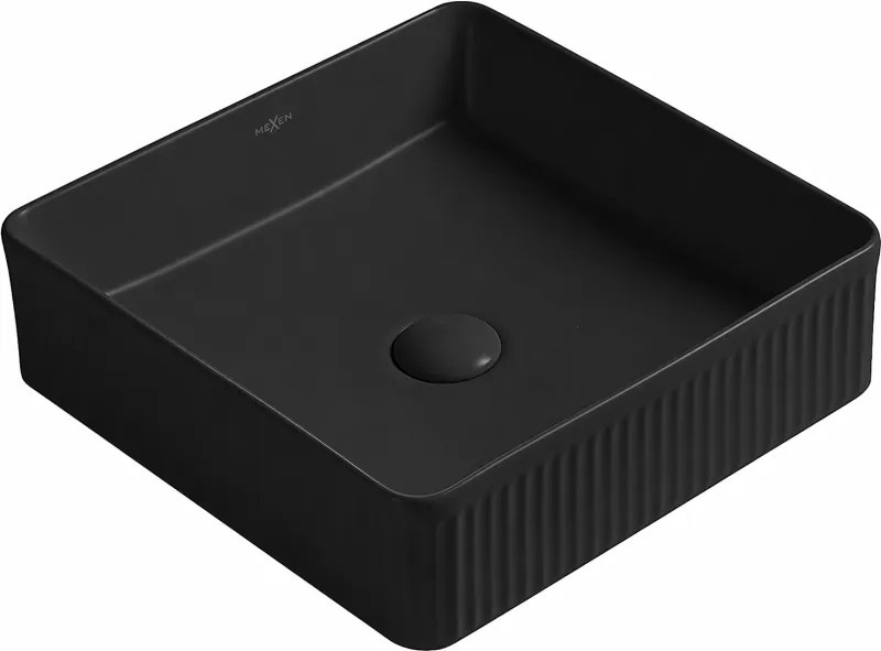 Mexen Grovo umyvadlo na desku ryhované 37 x 37 cm, černá mat - 22303785