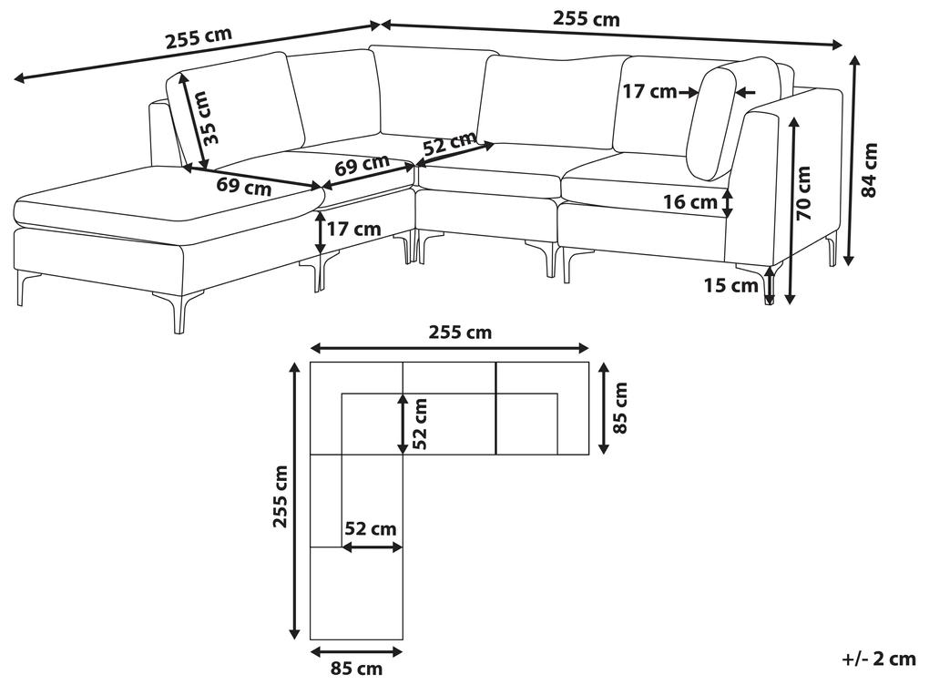 Rohová sedací souprava EVENA (šedá) (s taburetem) (pro 4 osoby) (L). 1023681