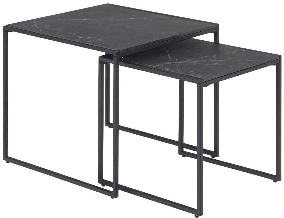 OnaDnes -20% Scandi Set dvou černých kovových konferenčních stolků Rowan 40x40cm/50x50cm
