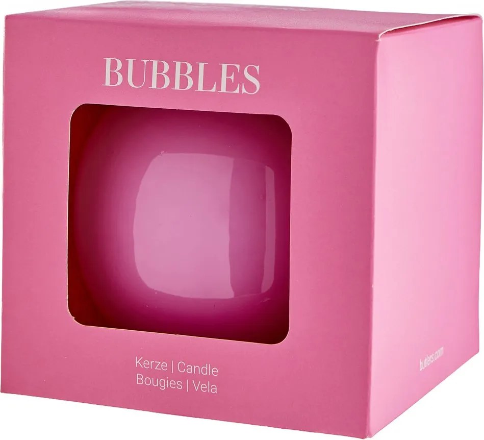 BUBBLES Svíčka kulatá lesklá 9 cm - růžová