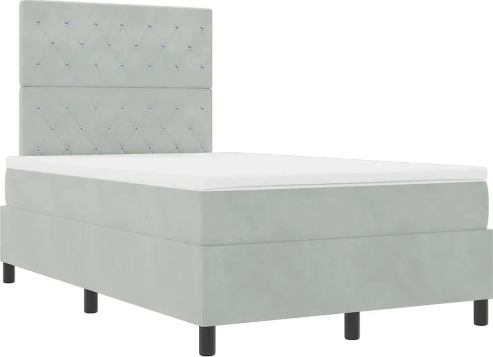 Postel s boxspringem s matrací Světle šedá 120 x 200 cm samet 3339758