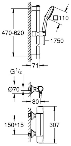 GROHE 34237003 - Termostatická sprchová baterie PRECISION TREND 150 mm chrom