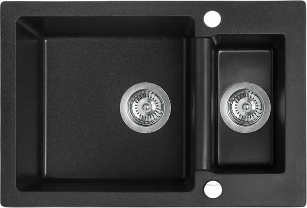 Laveo Celia, 1,5-komorový granitový dřez 650x440x195 mm, černá, LAV-SBC_730T