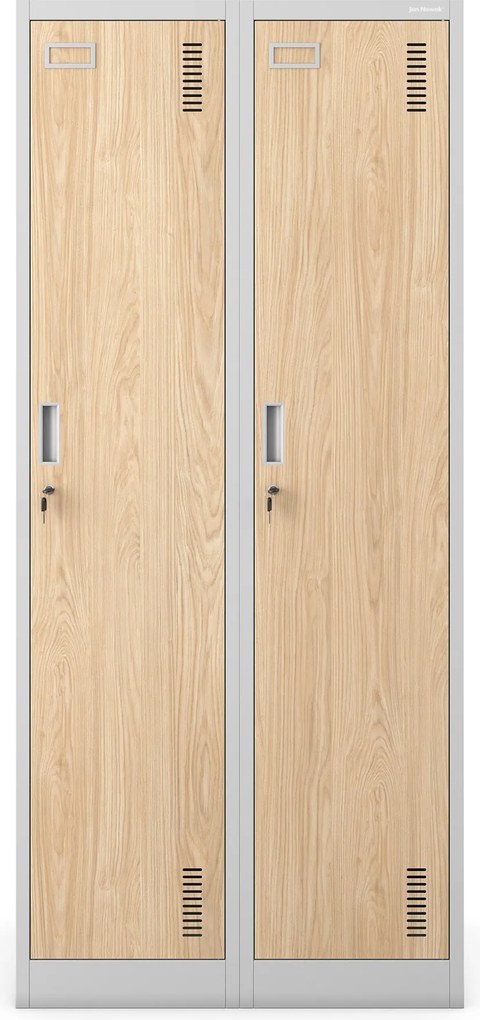 Zaměstnanecká skříňka čtyřkomorová šedá/dub sonoma, 800x1800x500 mm: KACPER Eco Design