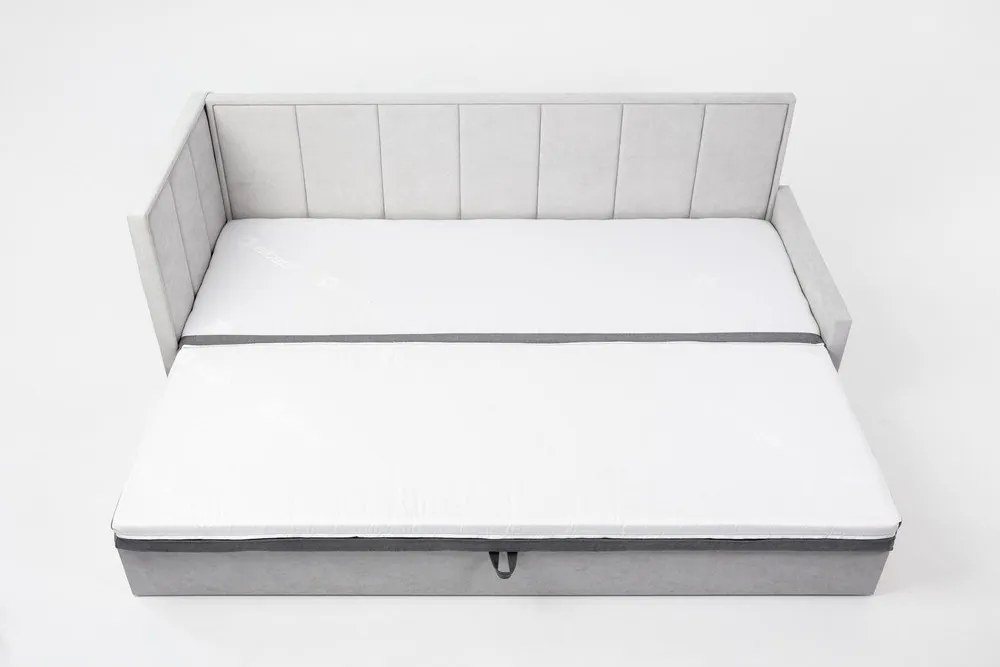 Šedá žinylková rozkládací/s úložným prostorem pohovka 214 cm Fulgeo – ELTAP