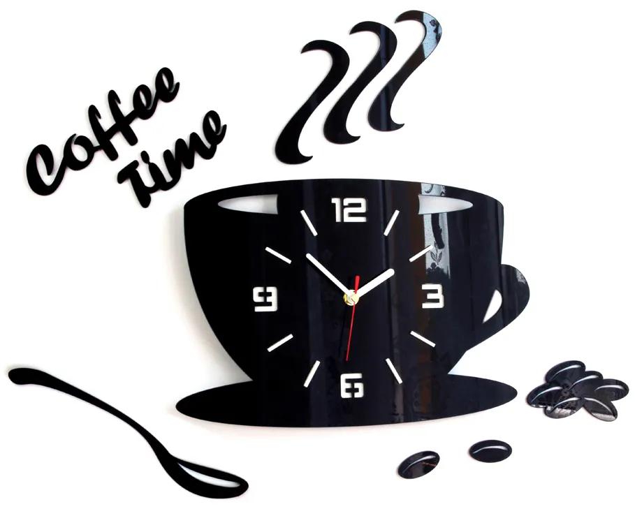 Moderní nástěnné hodiny COFFEE TIME 3D BLACK NH045-black