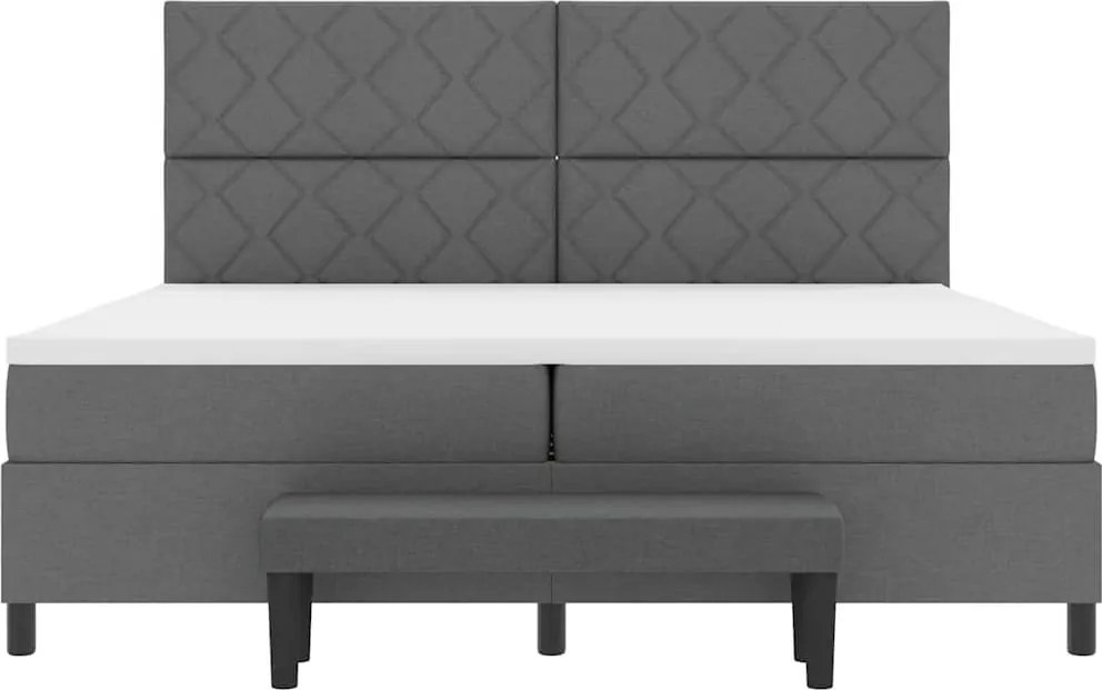 Postel s boxspringem s čelo Tmavě šedá 200 x 200 cm textil 3344171