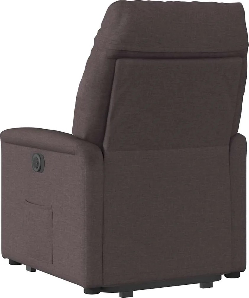 Zvedací polohovací křeslo tmavě hnědé textil 3303037