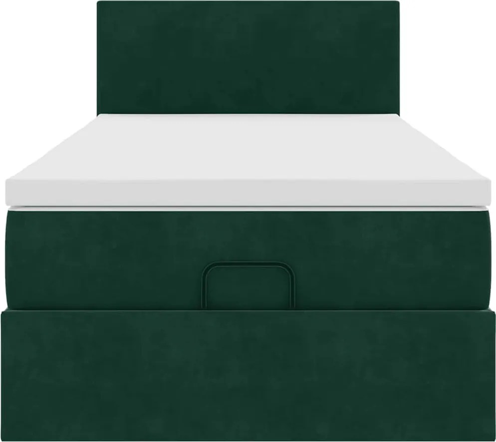 Osmanský rám postele s matrací tmavě zelené 100x200cm samet 3311684