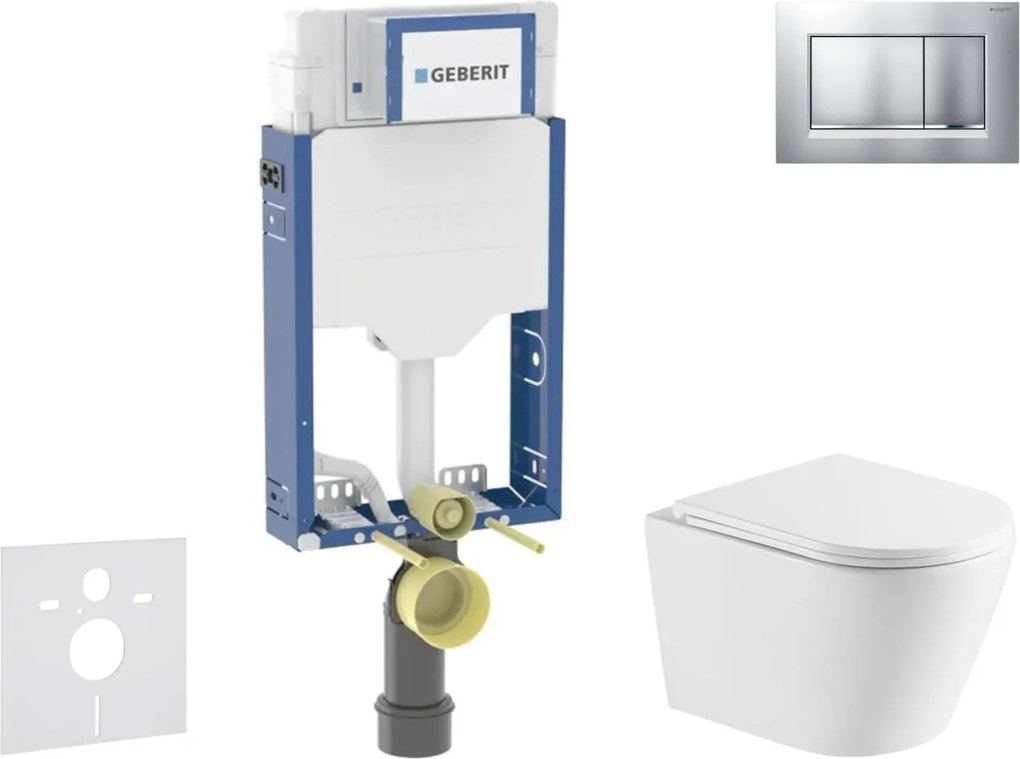 Geberit Kombifix - Set předstěnové instalace, klozetu Nefia a sedátka softclose, tlačítko Sigma20, lakovaný chrom mat/chrom SANI15CA2103