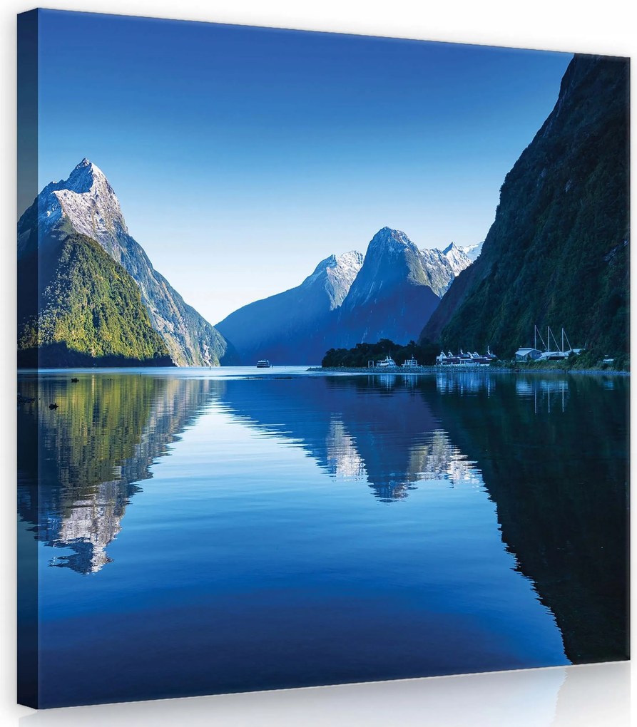 Obraz 80x80 Milford Sound Nový Zéland hory jezero odraz panorama