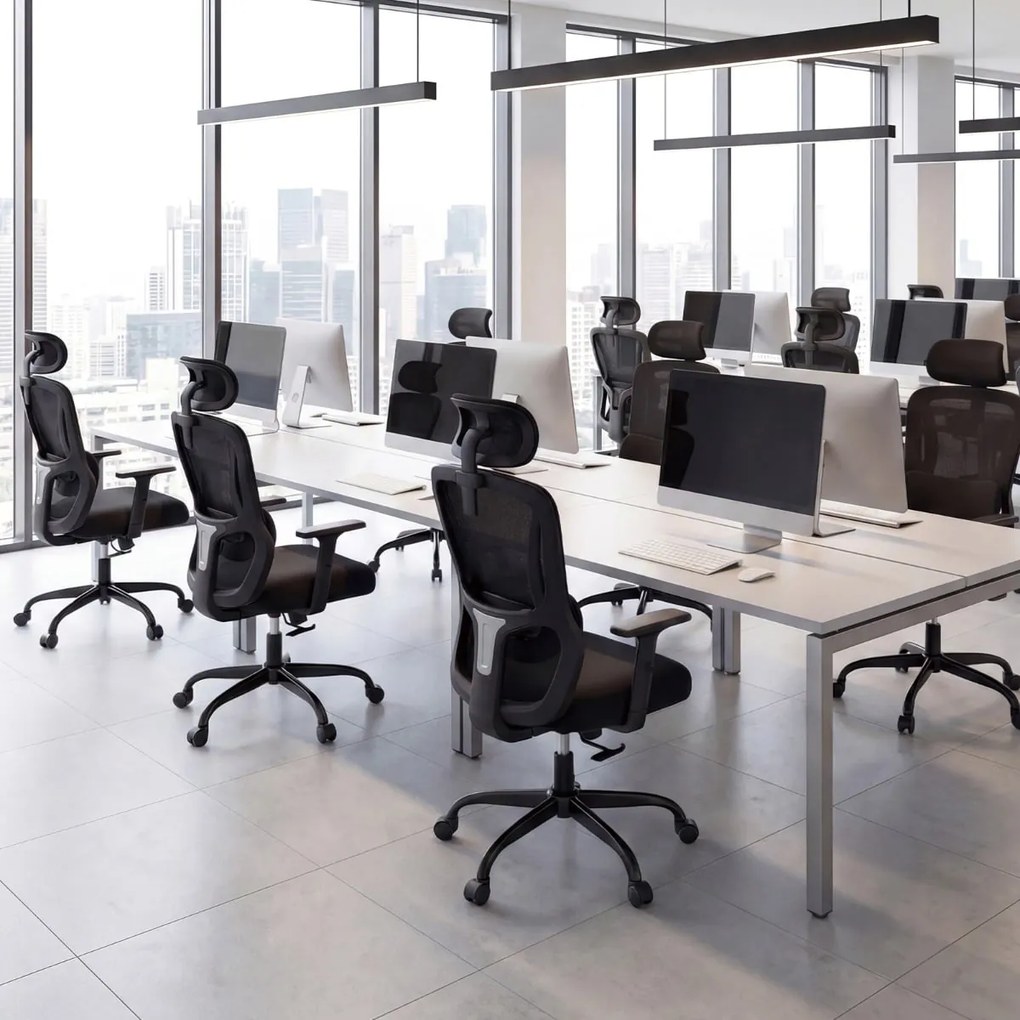 Costway Ergonomická kancelářská židle s nastavitelnou opěrkou hlavy a bederní
