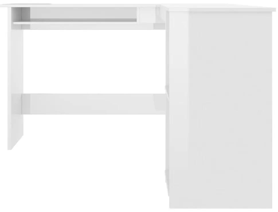 Petromila Rohový psací stůl bílý lesklý 120x140x75 cm kompozitní dřevo
